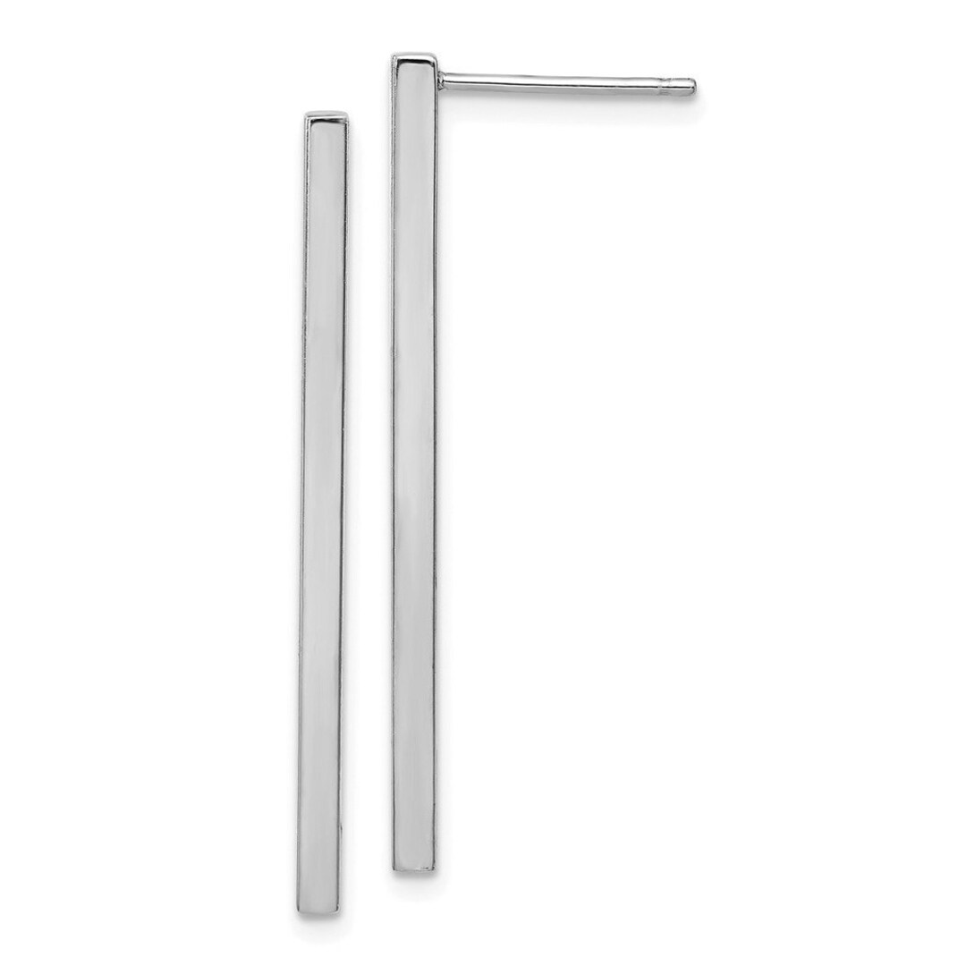 14k White Gold Polished Post Dangle Bar Earrings Measures 35x2mm Wide ...