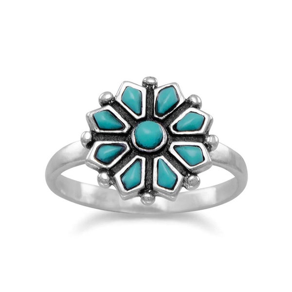 Turquoise Flower Ring - Etsy