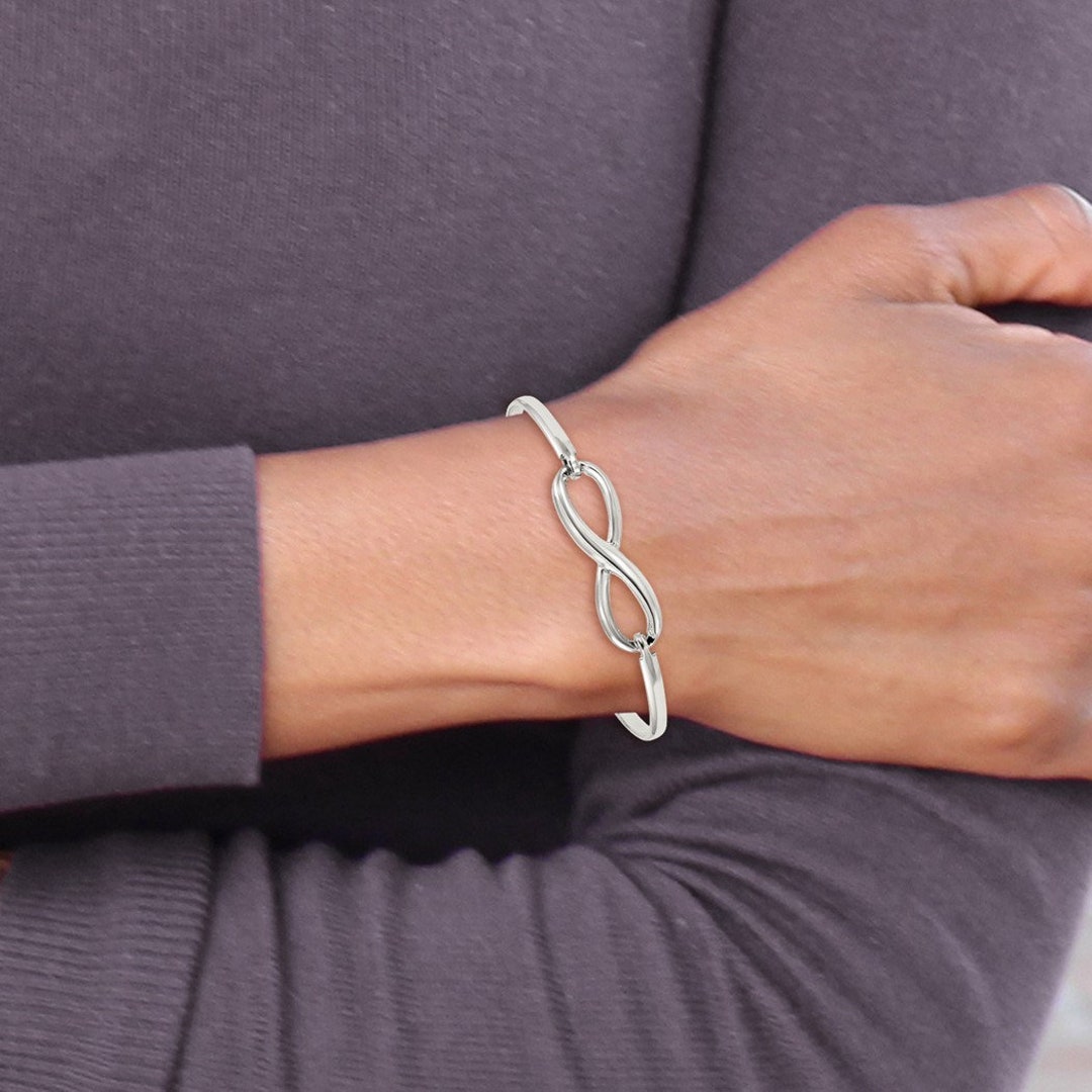Sterling Silver Wide Infinity Stackable Bangle Bracelet 10.5mm Wide X 7 ...