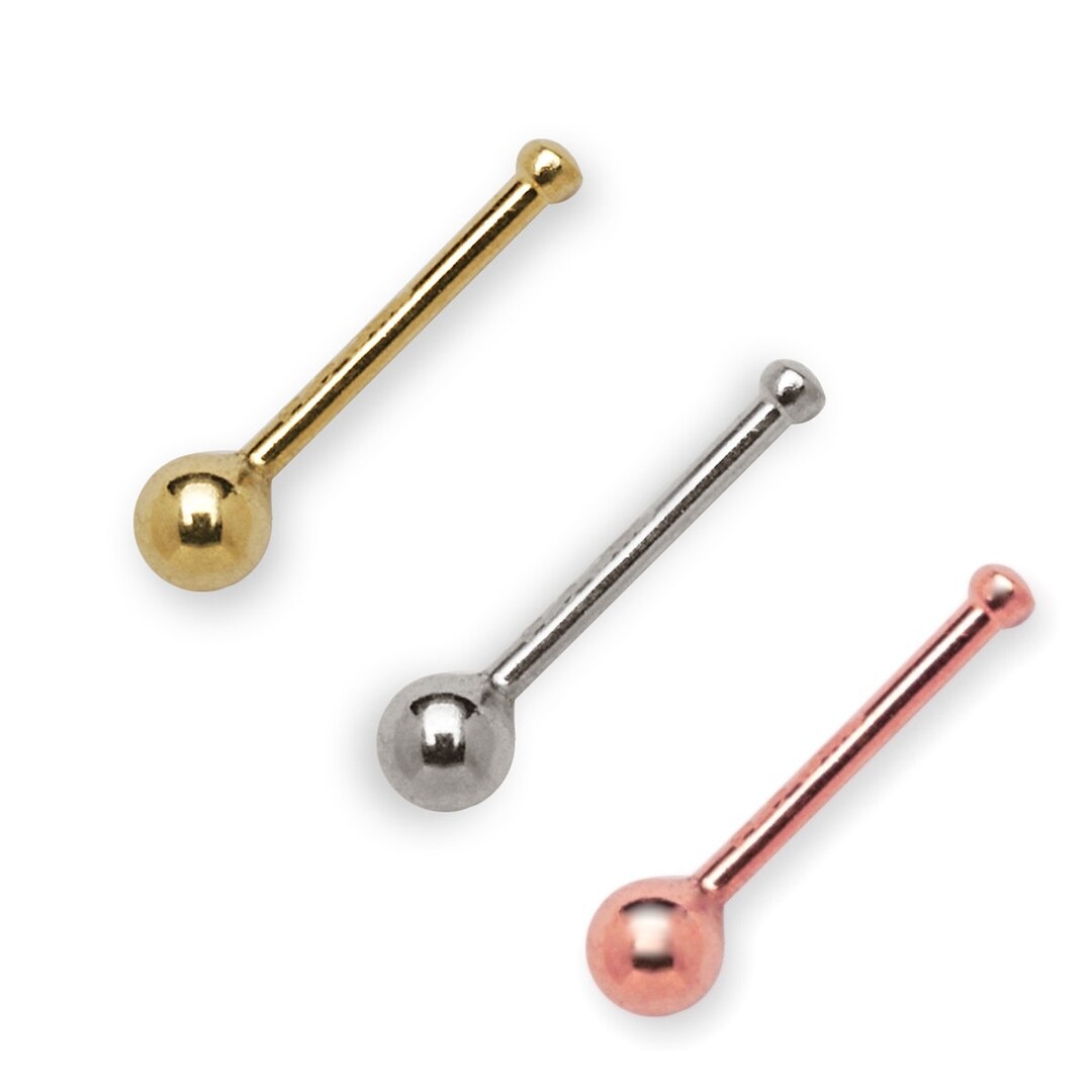 Solid 14k Gold 1.5mm Ball Nose Stud Bone Nose Ring 20g Nose - Etsy