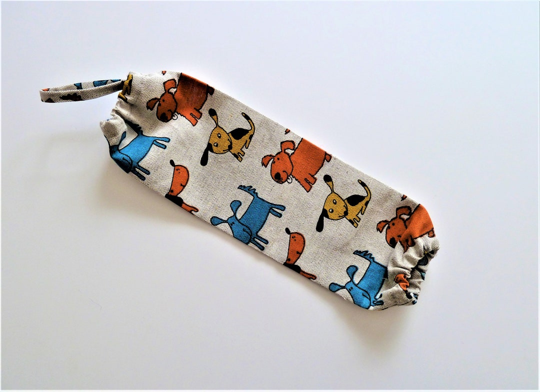 Linen Plastic Bag Holder: Dog Print Kitchen Decor - Etsy