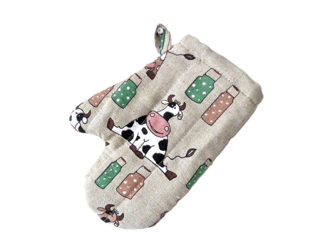 Linen Cow Oven Mitt for Kids: Farmhouse Baking Glove - Etsy