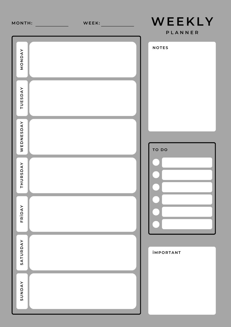 Weekly Planner Printable Landscape Minimalist Weekly - Etsy UK