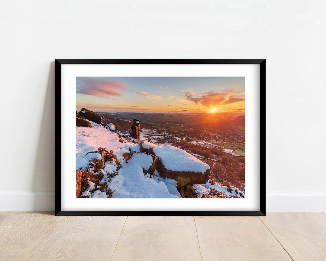 Sunset Photo Print - Peak District Landscape Photography in Winter ...