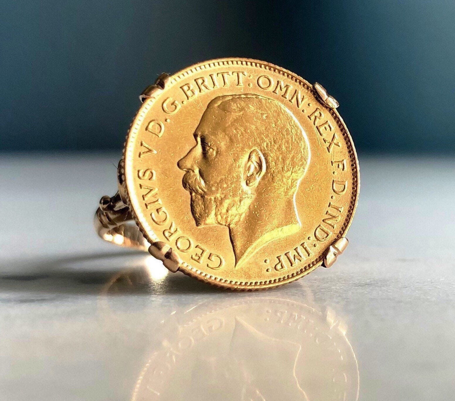 22k-19111932 Great Britain Gold Sovereign Coin Ring of George - Etsy UK