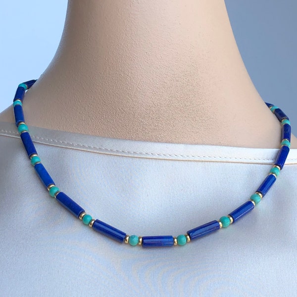 Lapis and Turquoise Necklace - Etsy