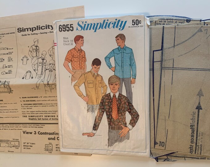 Vintage Simplicity Men's Shirt Pattern #6955 - Etsy