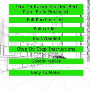 16x16 Raised Garden Bed With Fence Plans (PDF Download) - Etsy