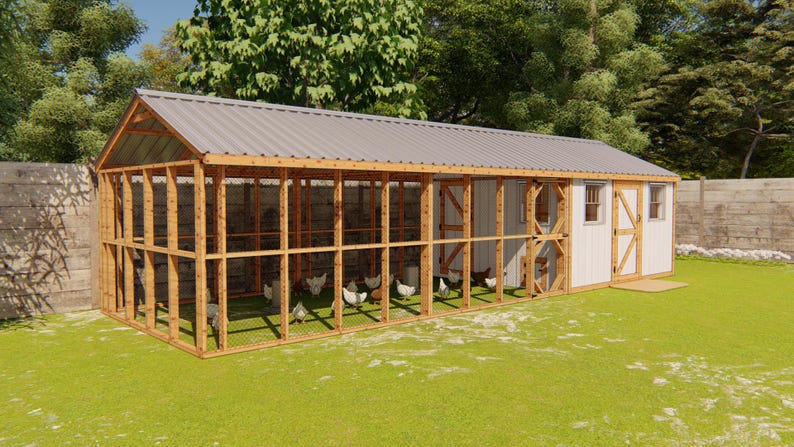 Large Chicken Coop Plans With Run: DIY Build for 40 Chickens (PDF ...