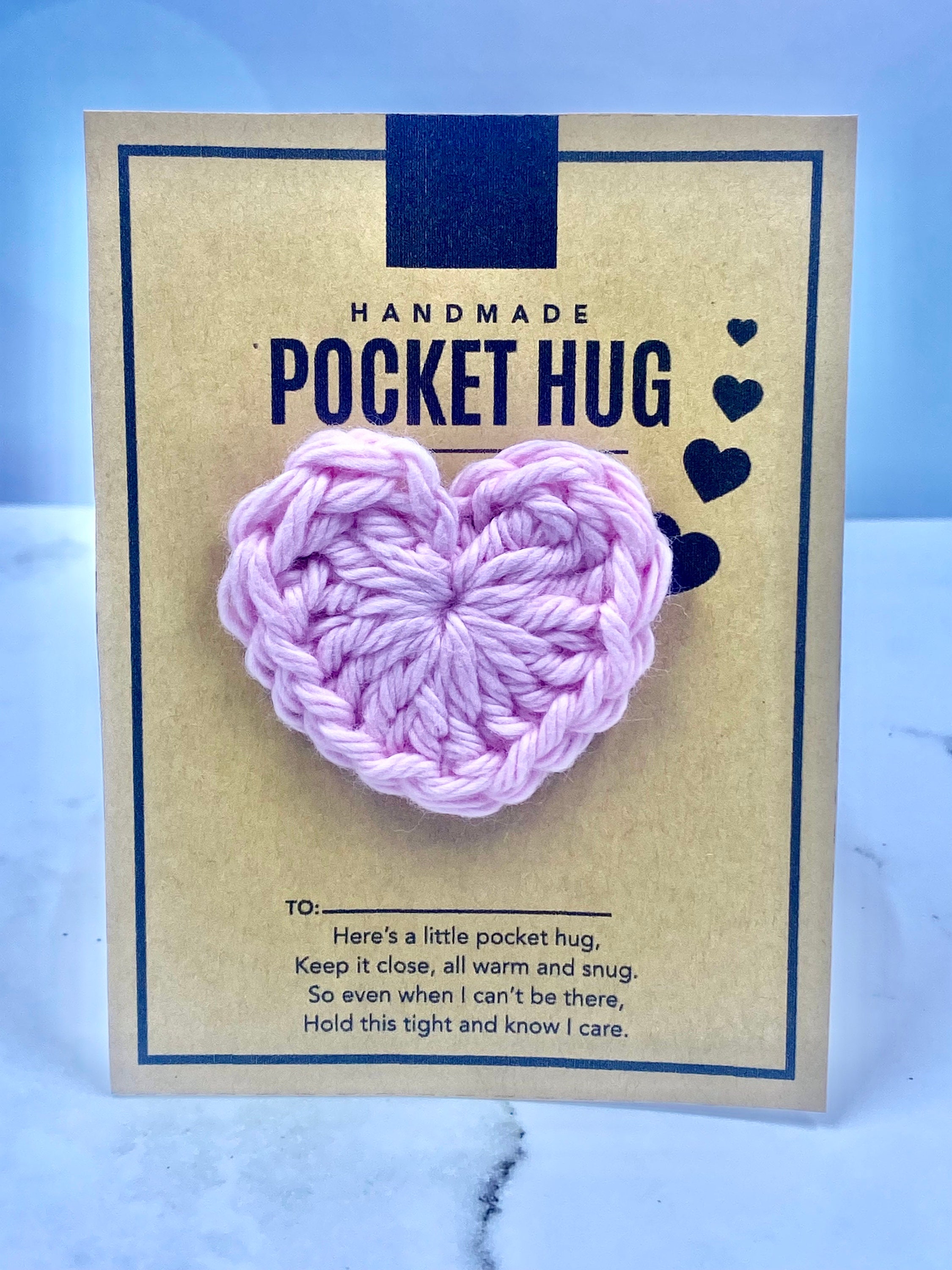 Pink Pocket Hugs Crochet-for Friends-mom-teacher-coworkers-pocket Heart ...