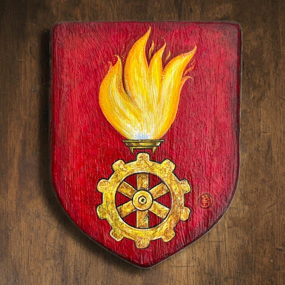Firefighter Emblem, Hand-painted, Original Miniature Wood & Art Print ...