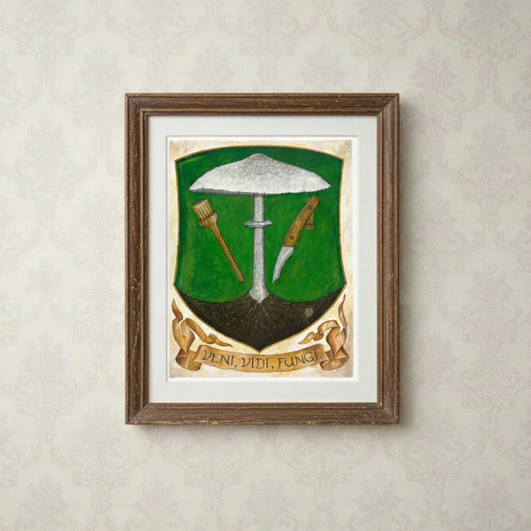 Hand-painted Mushroom Hunter – Art Print of the Original Coat of Arms ...