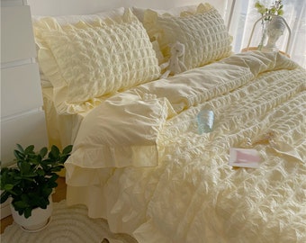 Yellow Ruffled Bedding - Etsy