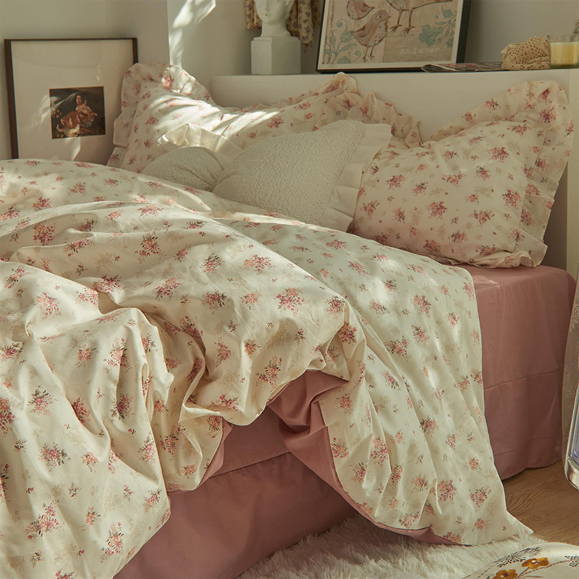 Cute Pink Floral Duvet Cover Set 100 Cotton Duvet Cover Etsy