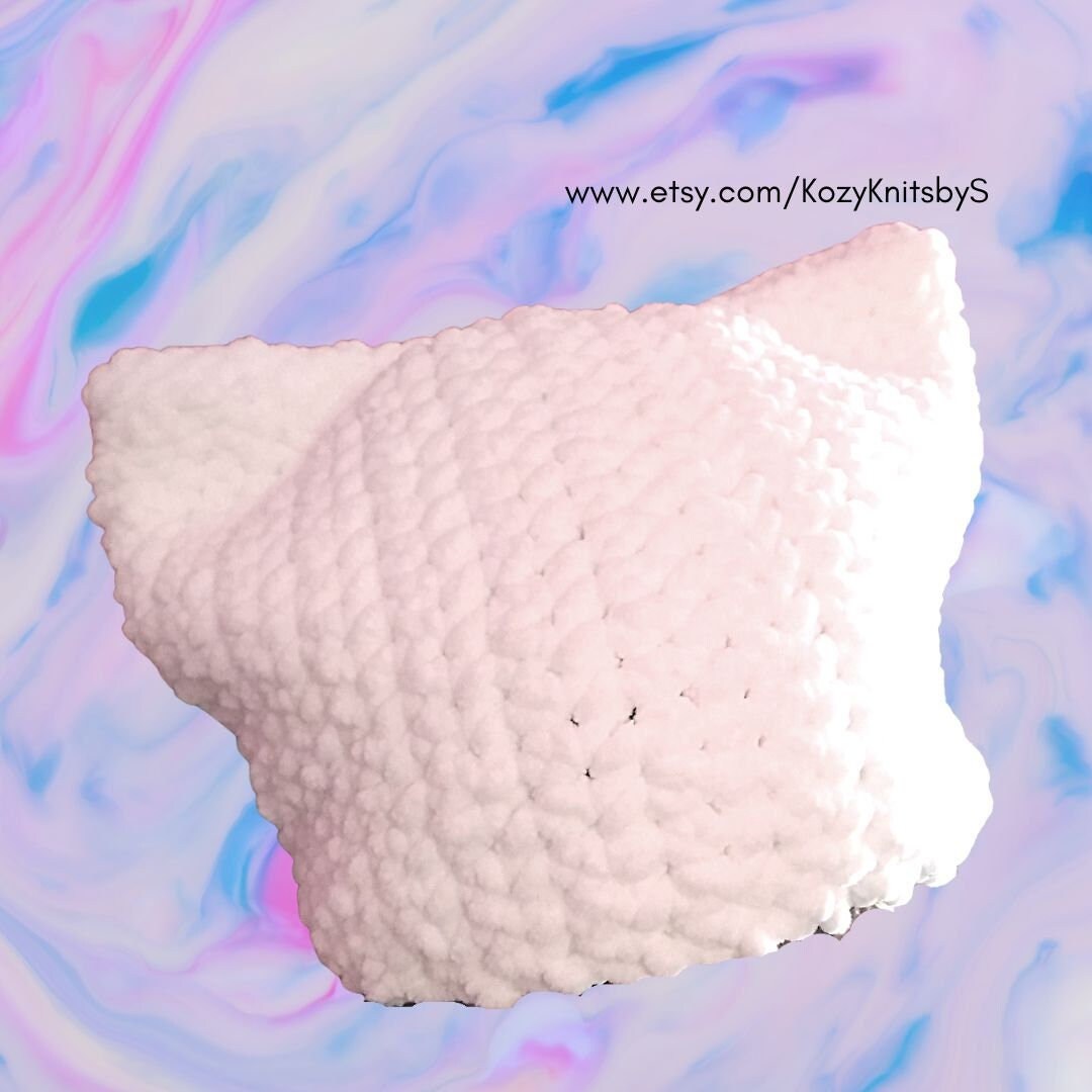Cat Ear Super Soft Crochet Winter Hat, Handmade Beanie, Kitty Toque ...