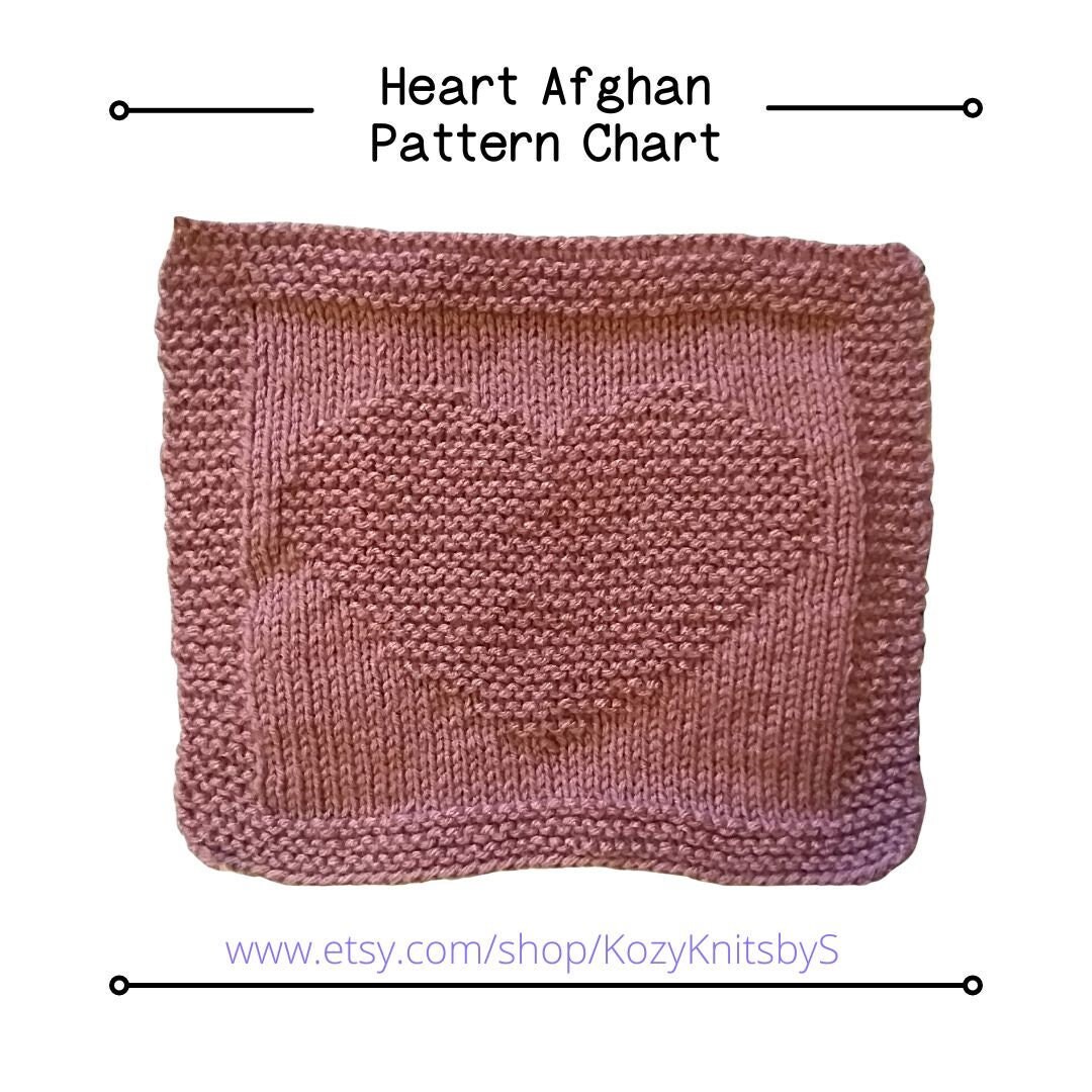 Heart Afghan Pattern Charts for Knitting, Crochet, Dishcloth Pattern ...