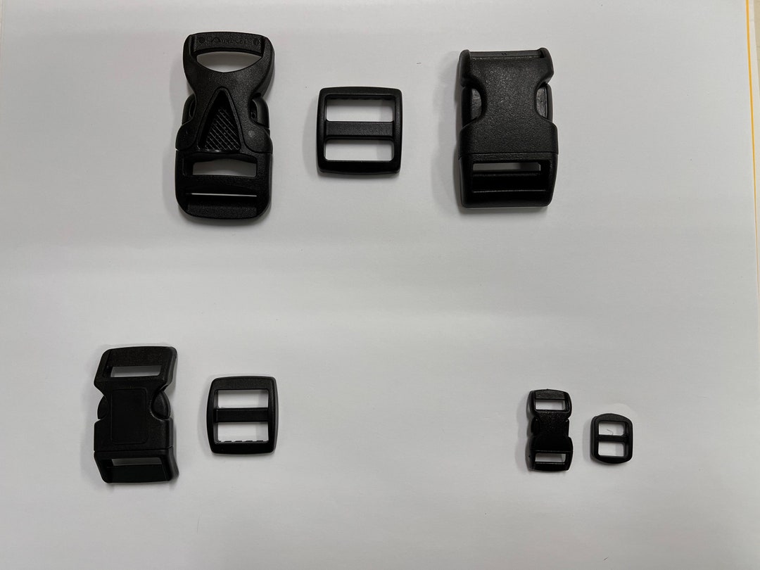 Black Duraflex Plastic Buckles and Sliders for Pet Collars, Backpacks ...