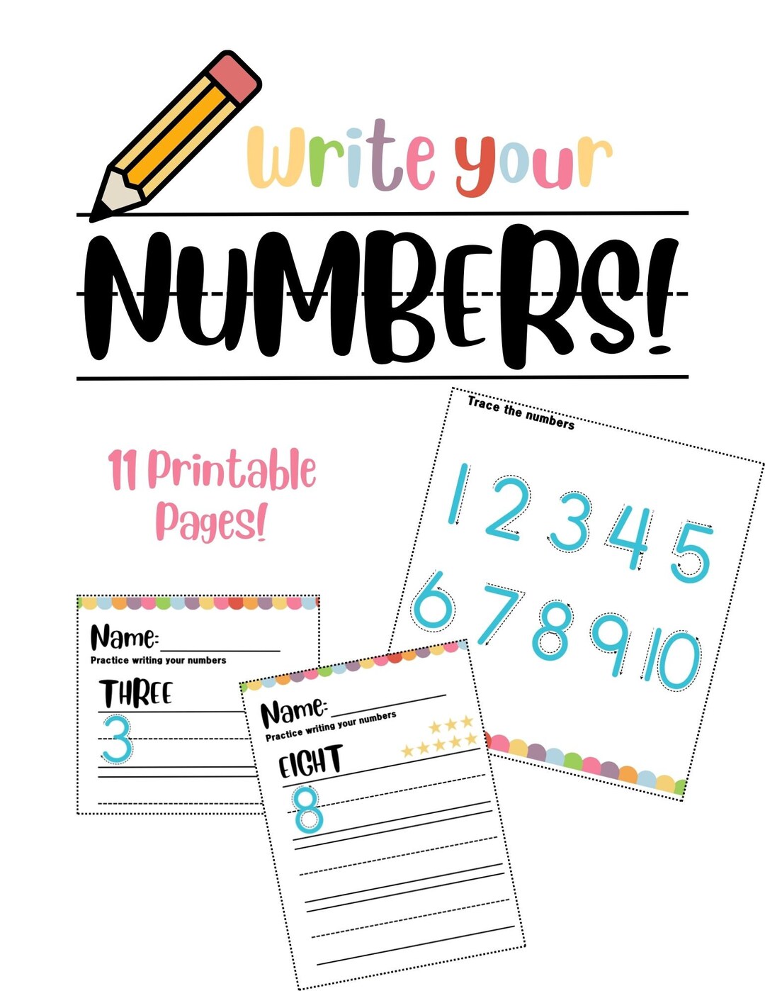 Learn to Write Your Numbers Worksheets! - Etsy