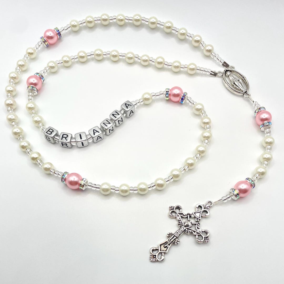 Custom Rosary for Gift, Baptism and First Communion Favors, Hand Made ...