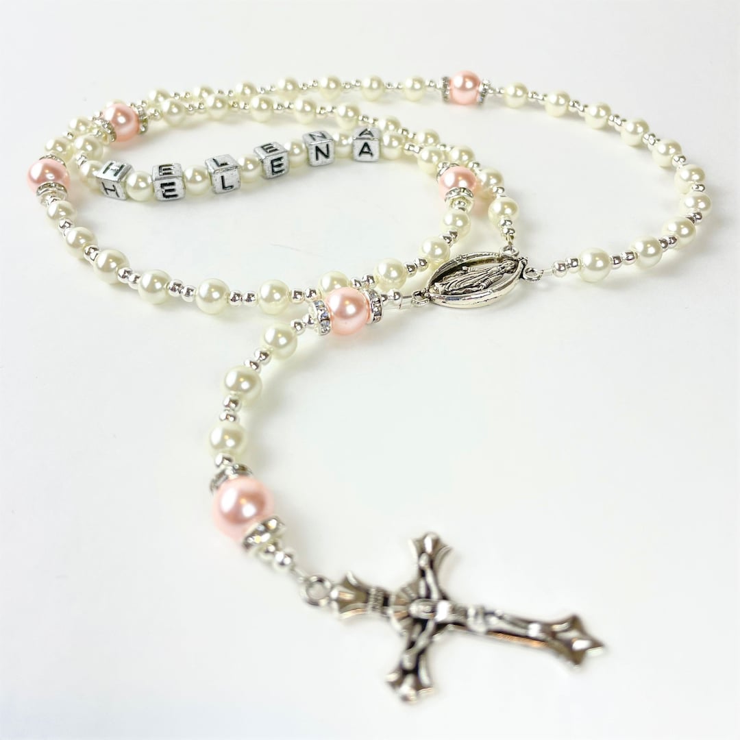 Custom Rosary for Gift, Baptism Favors, Hand Made Rosary With Name ...