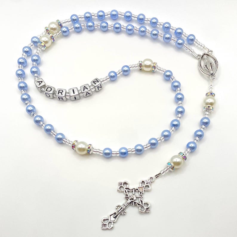 Custom Rosary for Gift, Baptism Favors, Hand Made Rosary With Name for ...