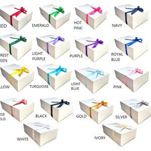 Magnetic Gift Box, Black, Crinkle Paper and Ribbon Included (17 Ribbon ...
