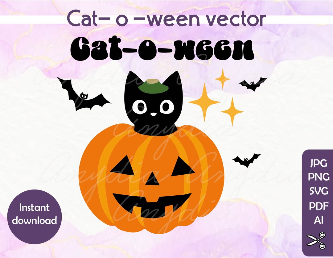 Cat-o-ween Vector Jpg | Png | Svg | Pdf | Ai | Vector De Recorte De ...