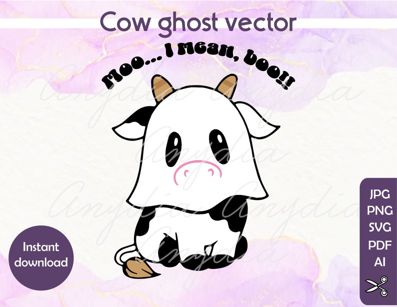 Cow Ghost Vector Ai | Svg | Pdf | Png | Jpg - Moo... I Mean, Boo Vector ...
