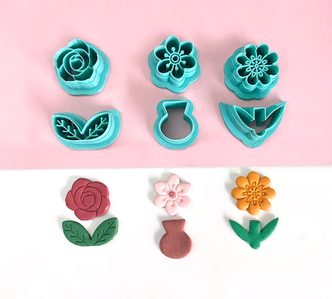 Flower Polymer Clay Cutters | Embossed Flowers Cutters | Spring Cutters ...