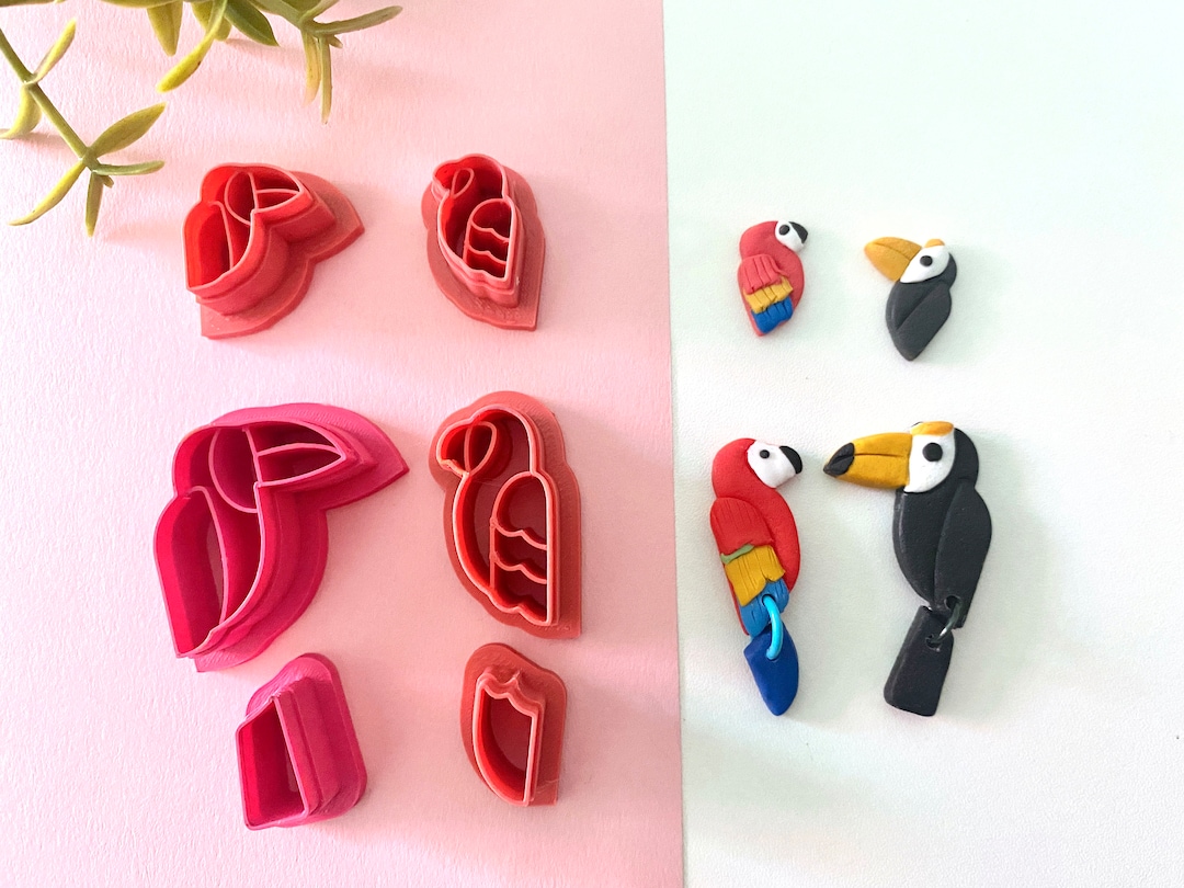 Birds Polymer Clay Cutters | Toucan Cutter | Macaw Cutter | Embossed ...