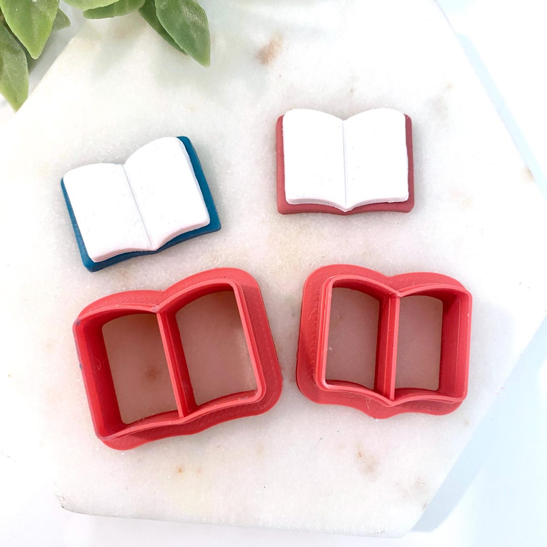 3D Book Dangle Polymer Clay Cutters: Open Book, Pages, and School ...
