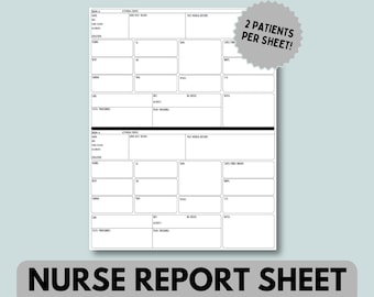 Nurse Brain Sheet, Nursing Report Sheet, Med Surg Nurse Report Sheet, RN Patient Handoff Sheet ...