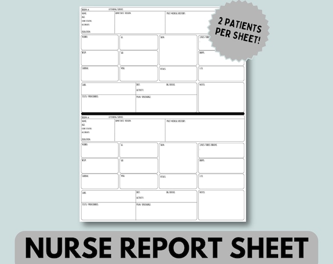 NURSE ROUNDS Report Sheet - Etsy
