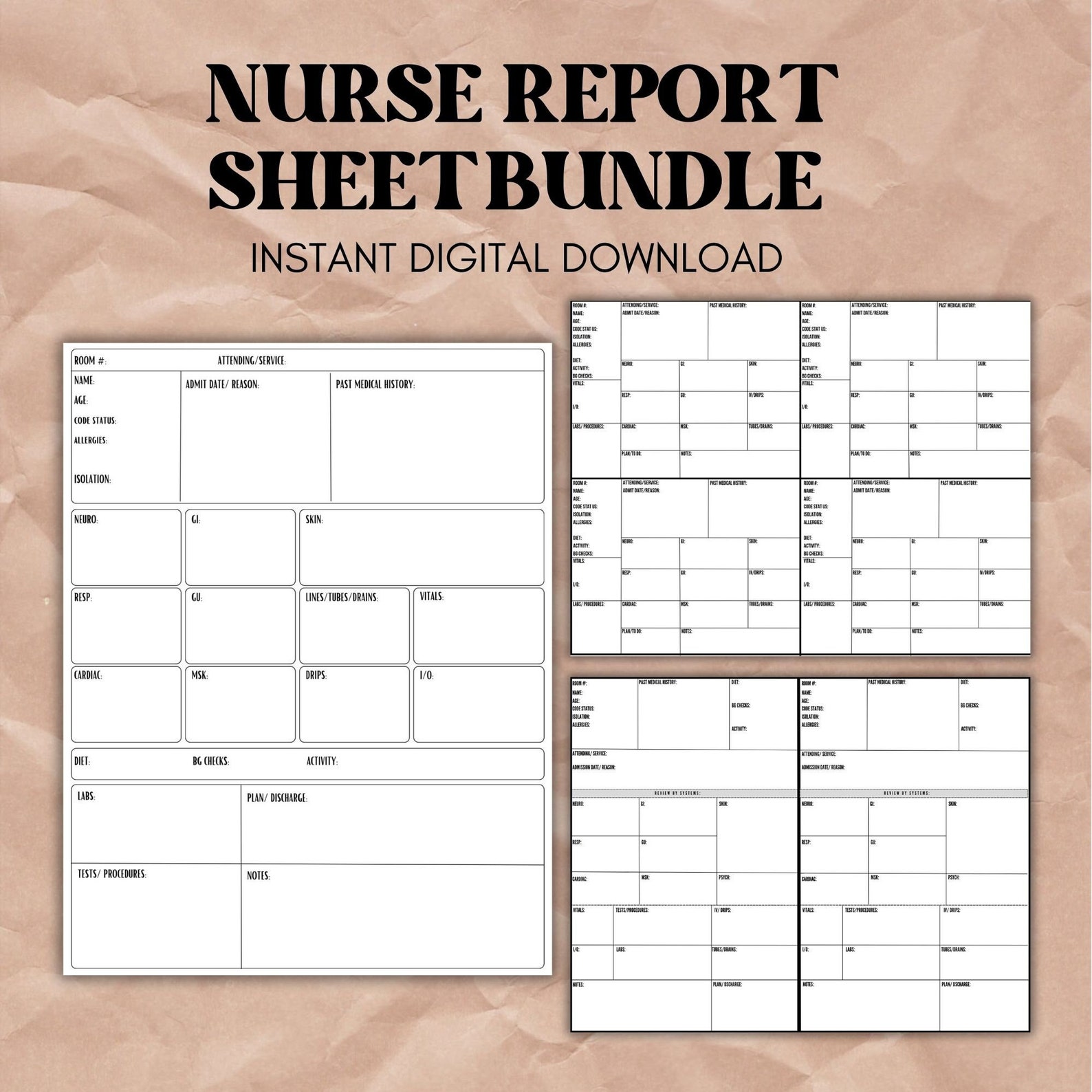 Nurse Report Sheet, RN Handoff Tool, Medical Surgical Telemetry ...