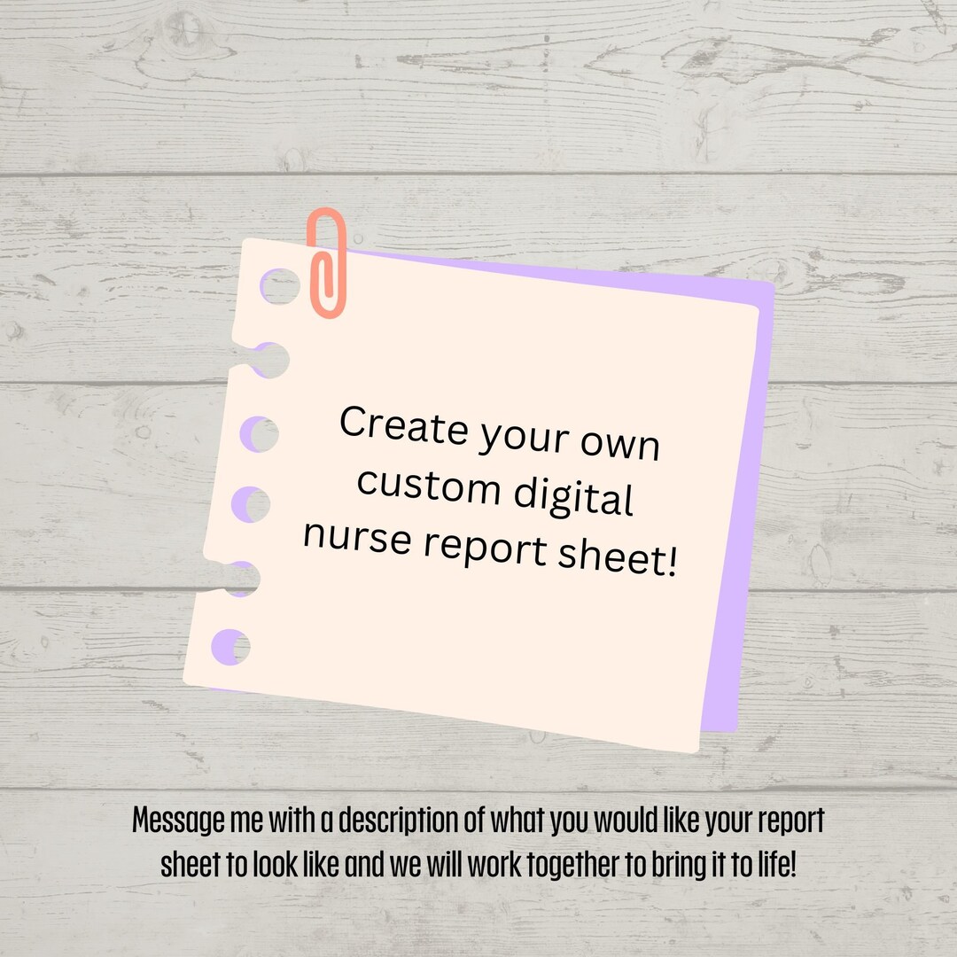 Create Your Own Nurse Report Sheet - Etsy