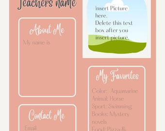Simple Blush Pink Meet the Teacher Template - Etsy