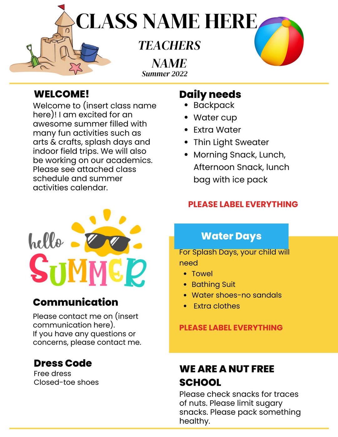 Summer Welcome Letter - Etsy