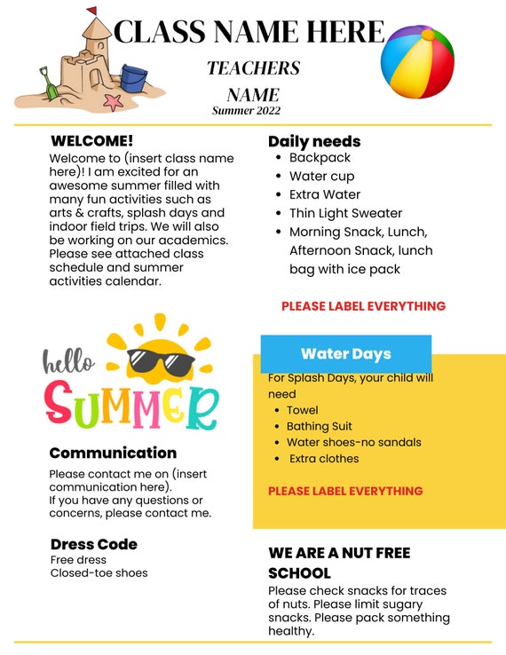 Summer Welcome Letter | Etsy