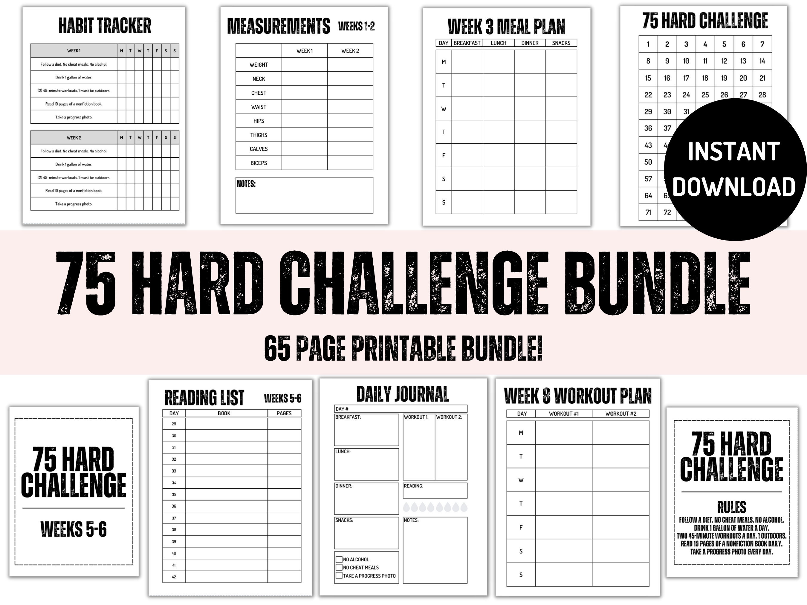 75 Hard Challenge Tracker Printable Instant Download 65 - Etsy UK