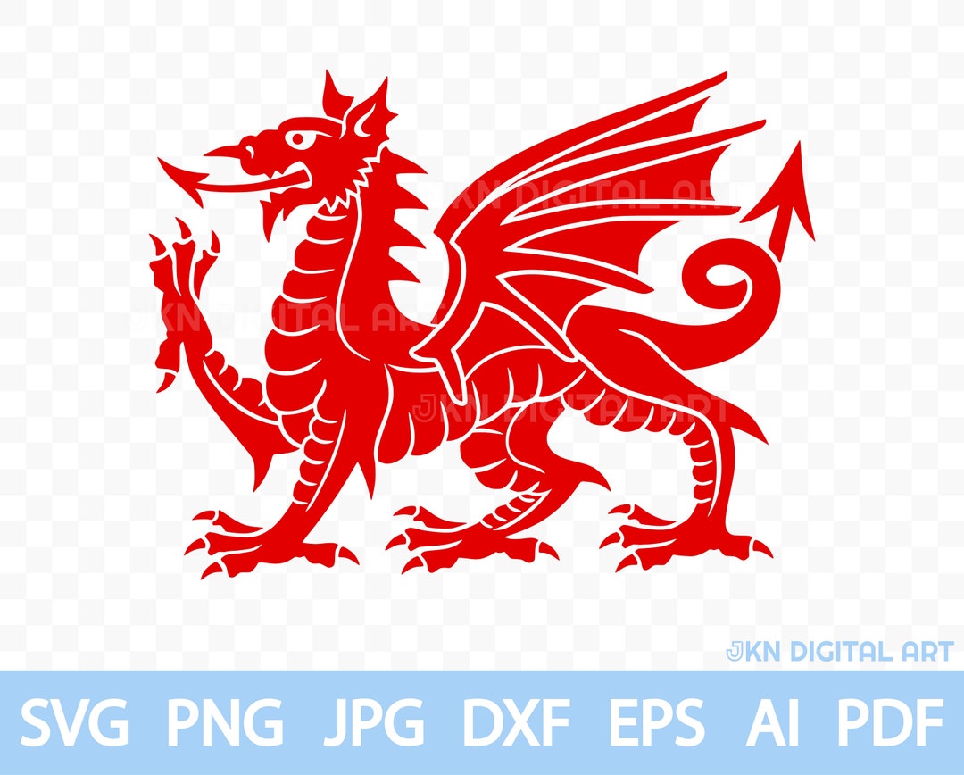 Welsh Dragon - Wales Flag - Cymru - Draig Goch - Svg Png Jpg Dxf Eps Ai ...