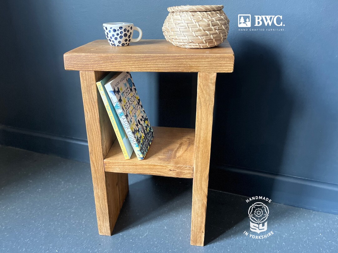 Rustic Reclaimed Chunky Wooden Bedside Table | Side Table | Farmhouse ...