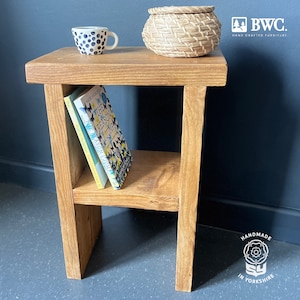Rustic Reclaimed Chunky Wooden Bedside Table | Side Table | Farmhouse ...