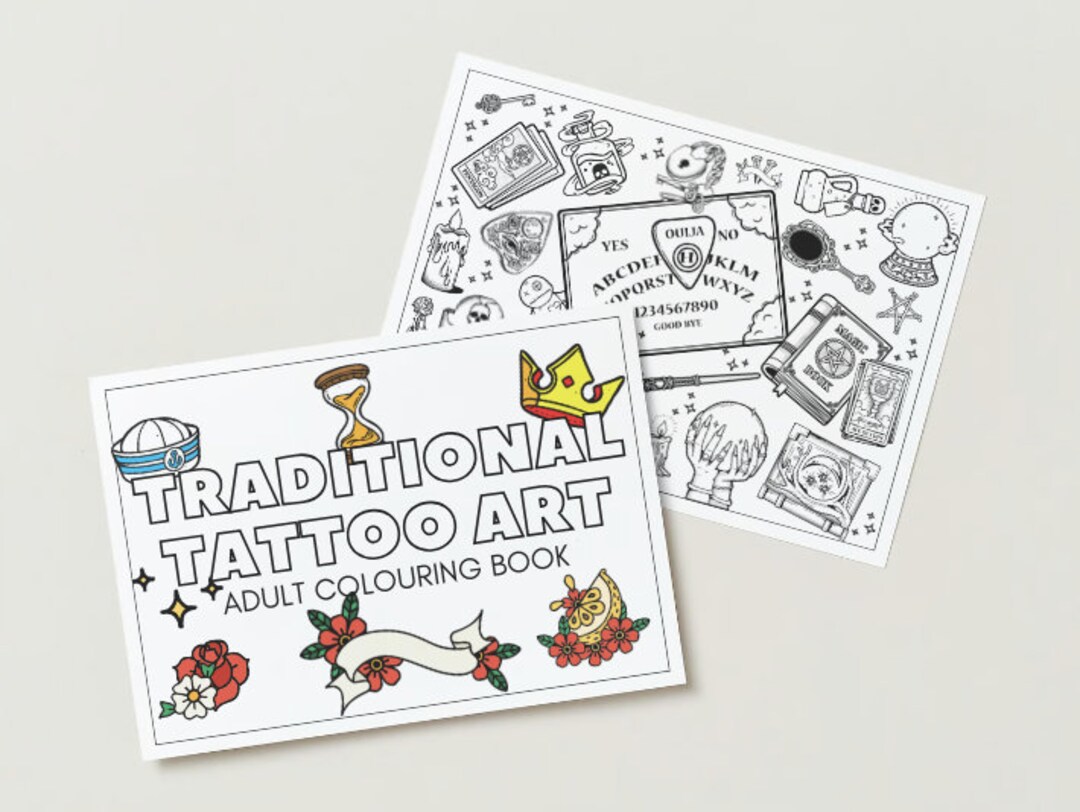 Digital Download: Traditional Tattoo Art Coloring Pages Printable ...