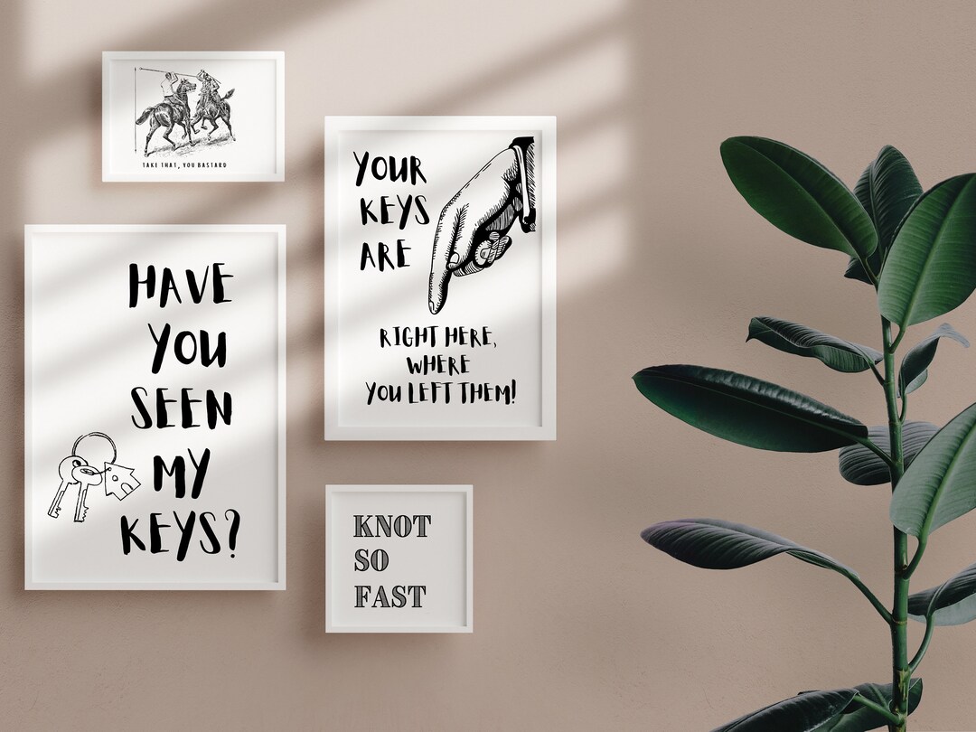 House Keys Funny Art for the Hallway Set of 2 Wall Art Prints in 3x4 ...