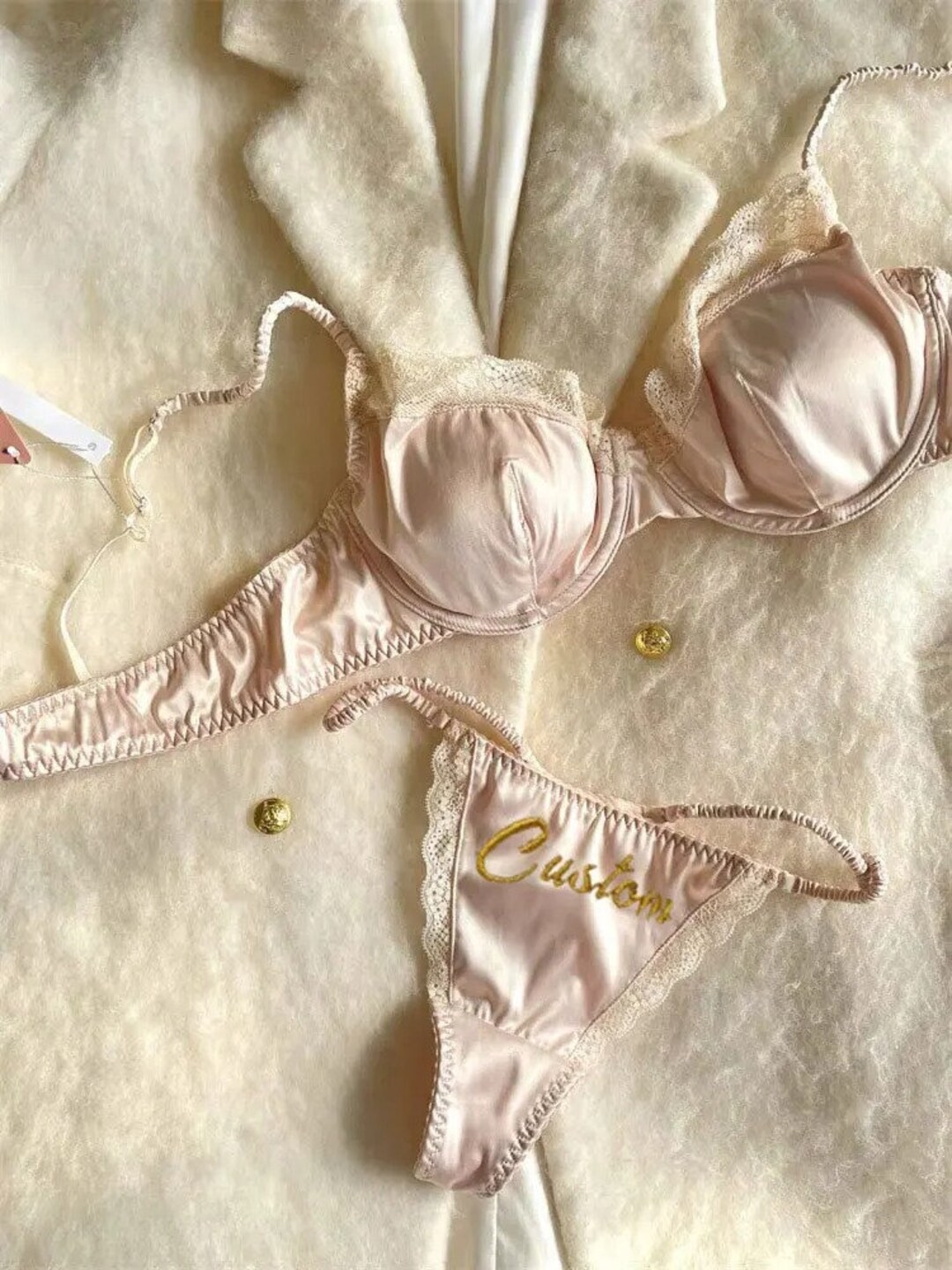 Customize Name Bra Thong, Personalized Lace Bra Thong,perfect Couple ...