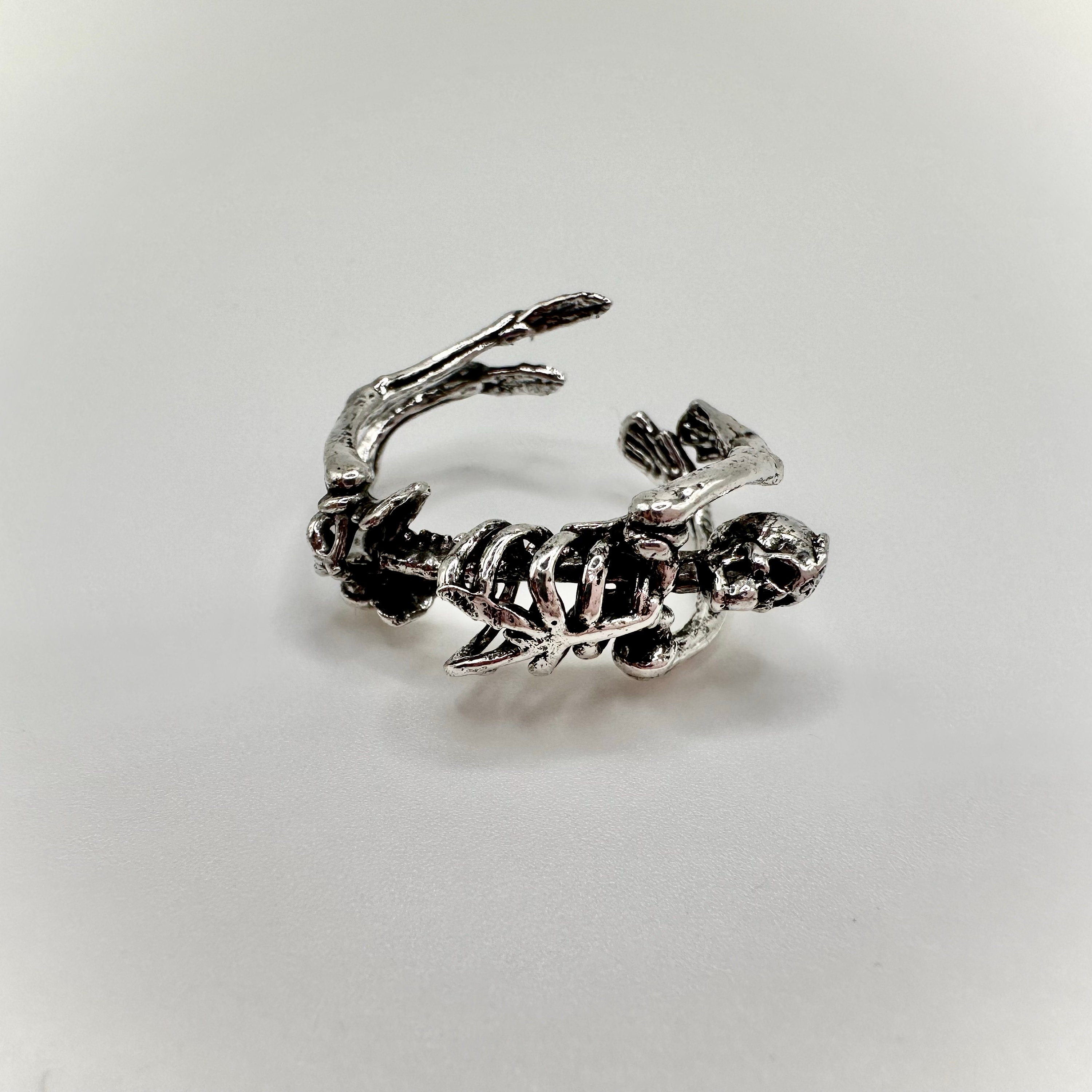 Gothic Skull Ring, Silver Skull Ring, Adjustable Skull Ring, Ring for ...