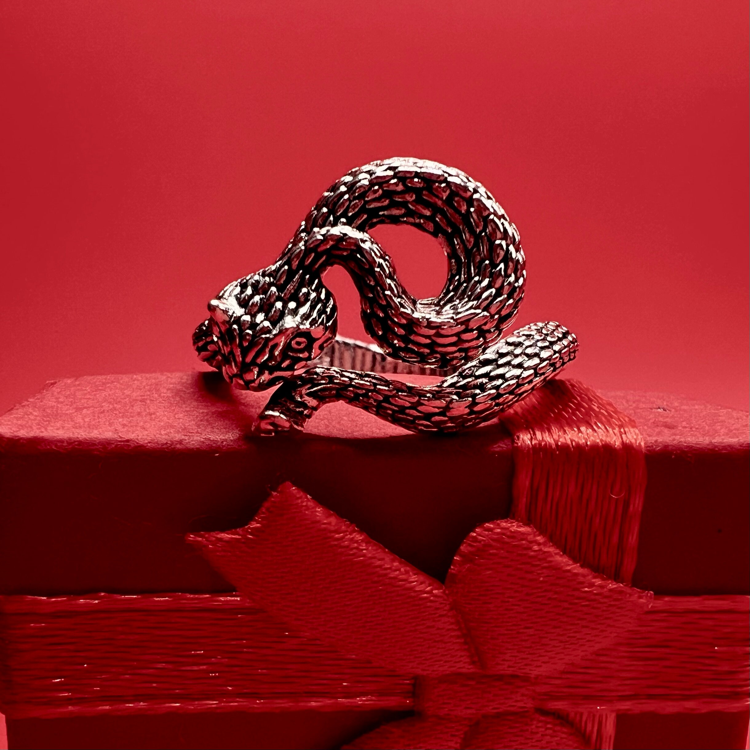 Rattlesnake Ring, Adjustable Snake Ring, Vintage Silver Plated Snake ...