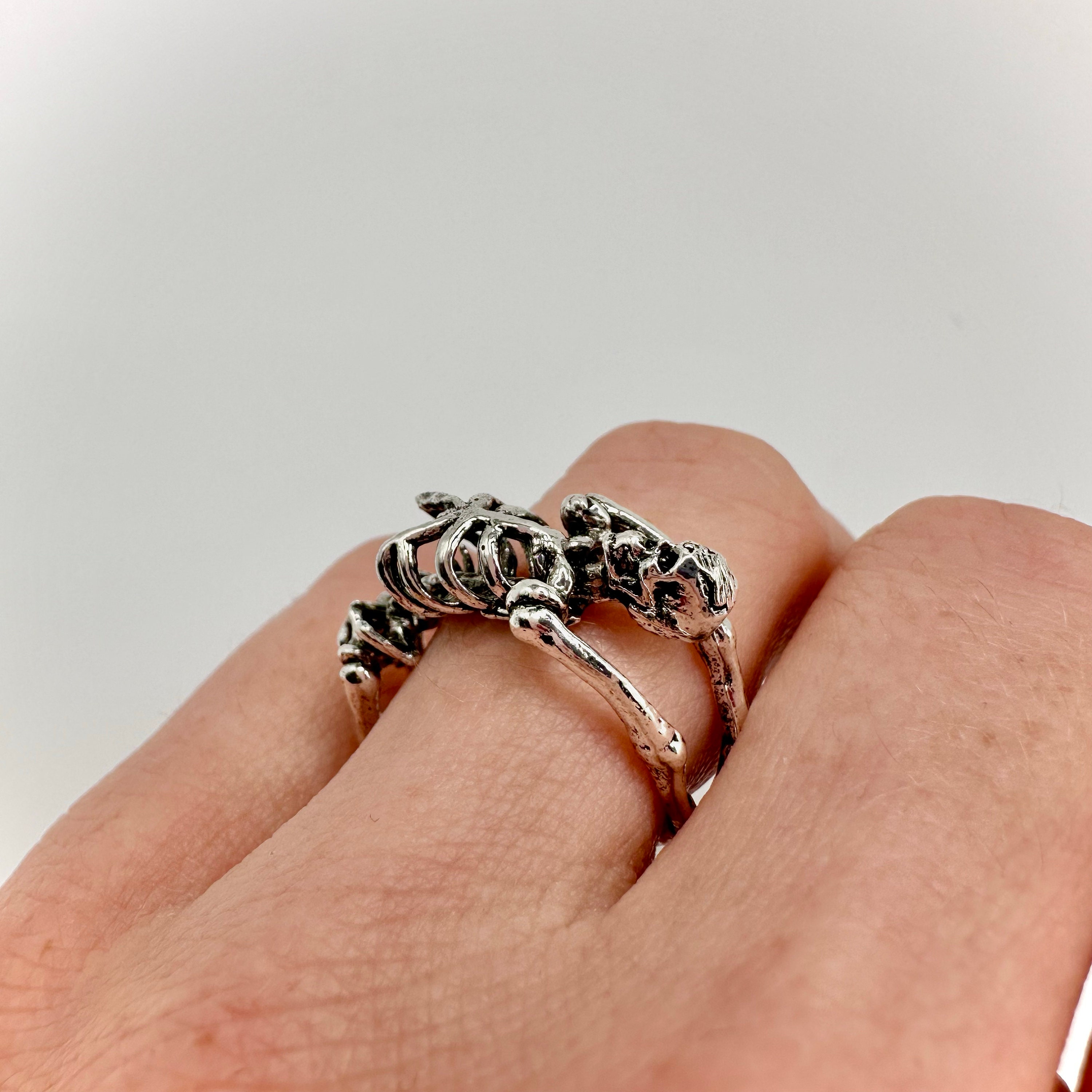 Gothic Skull Ring, Silver Skull Ring, Adjustable Skull Ring, Ring for ...