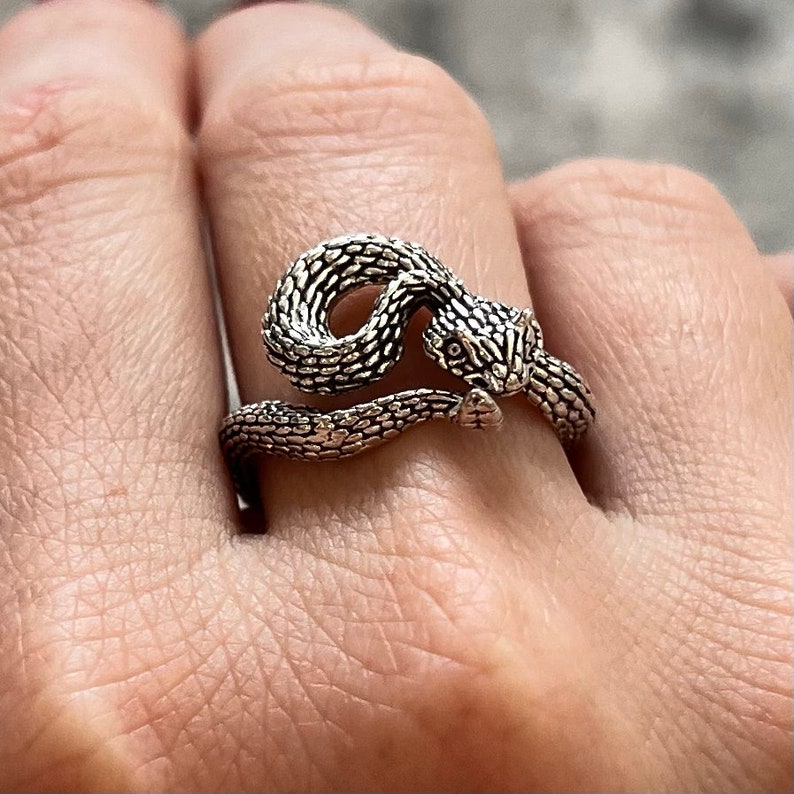 Rattlesnake Ring, Adjustable Snake Ring, Vintage Silver Plated Snake ...