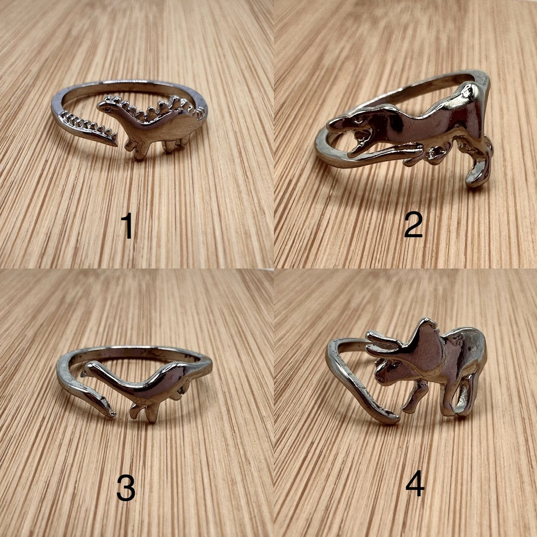 4 Styles Dinosaur Ring, Sterling Silver Dinosaur Ring, Adjustable ...